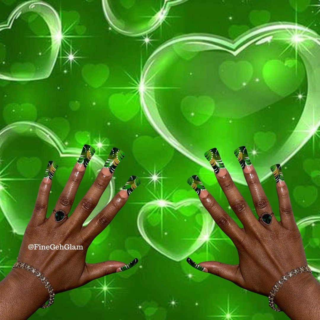 The 90s Green Set Green Nails Freaknik Nails Duck - Etsy