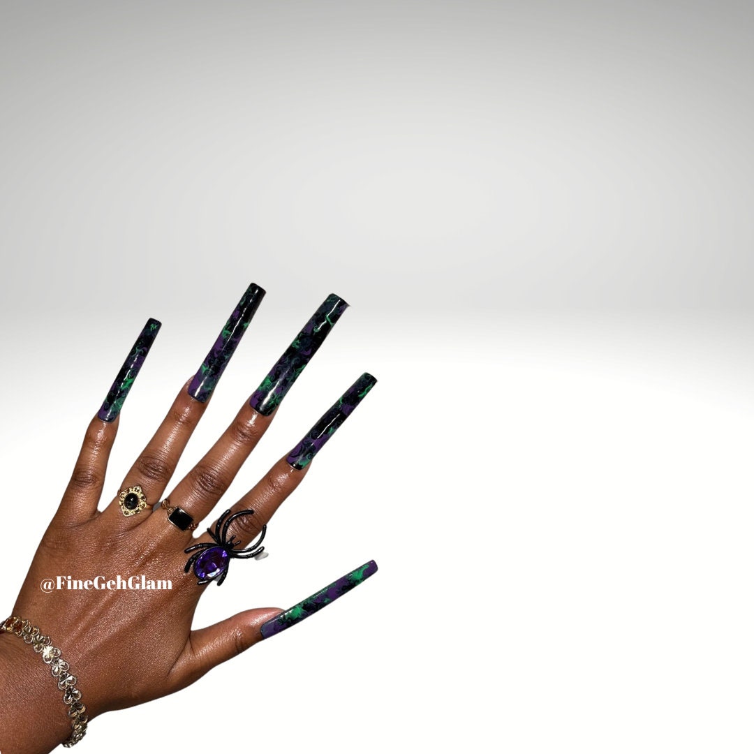 Witch's Brew | Marble Nails | Halloween Nails | Spooky Nails | Custom ...