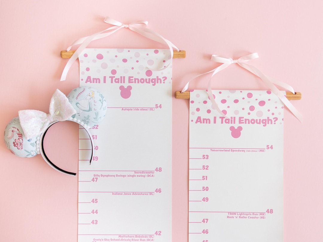 Pink Ride Height Growth Chart Disneyland OR Disneyworld - Etsy