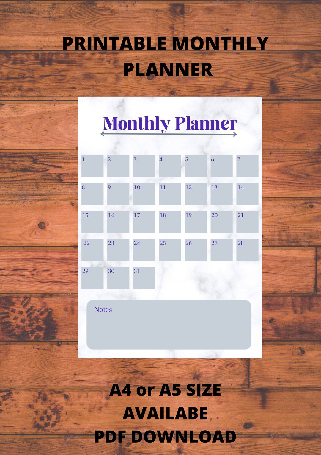 Printable Monthly Planner A4 or A5 - Etsy