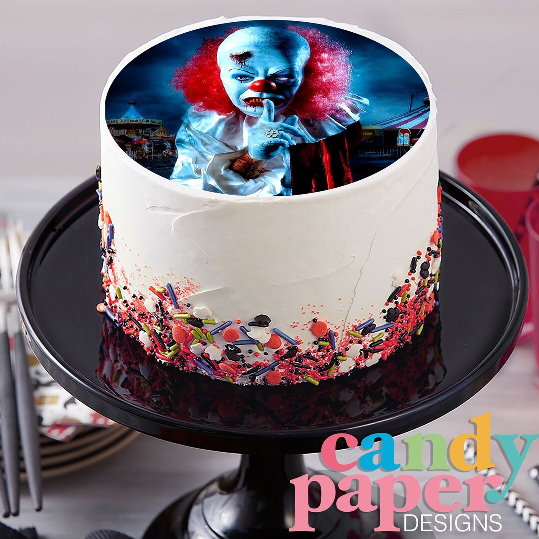 Scary Clown Edible Cake topper, Creepy Scary Clown Edible Cake Topper ...