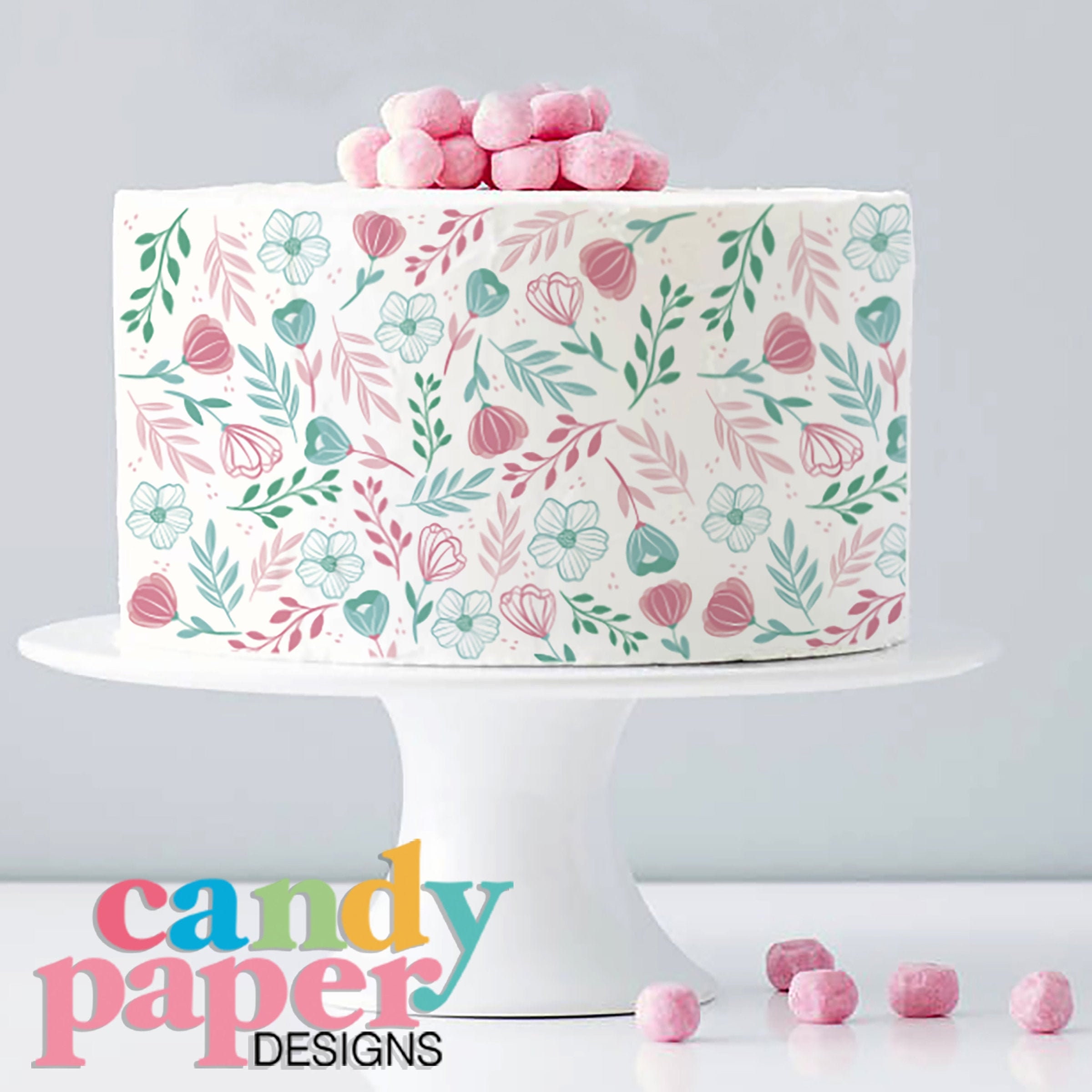 Floral Tulip Edible Cake Wrap Edible Cake Topper Edible - Etsy