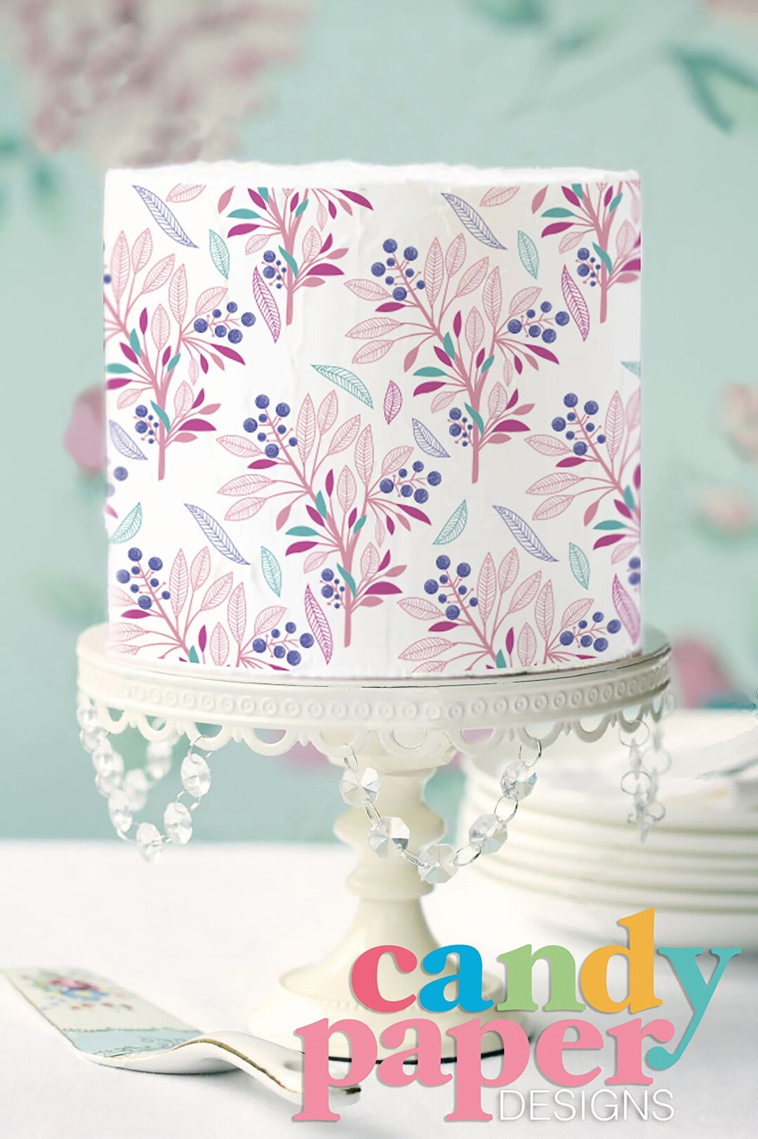 Floral Edible Cake Topper, Edible Cake Wrap, Edible Image, Image Edible ...