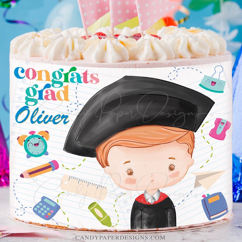 Graduation Edible Cake Toppers, Custom Kids Graduation Edible Cake ...