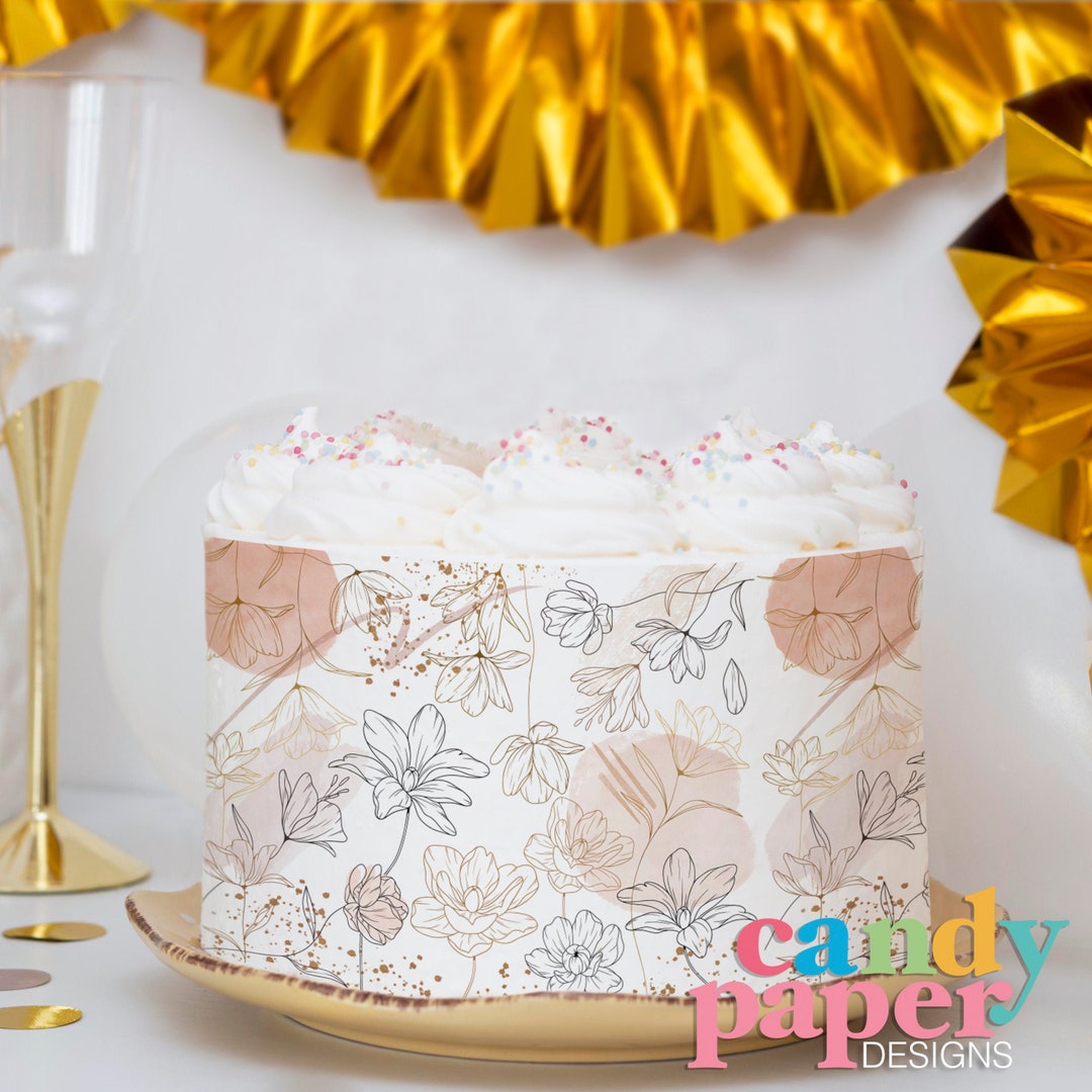 Floral Edible Cake Wrap, Edible Cake Topper, Edible Image, Image Edible ...
