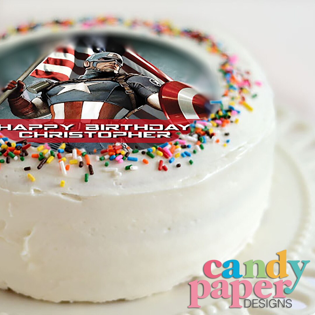 Captain America Edible Cake Topper, Edible Cake Topper, Edible Image ...