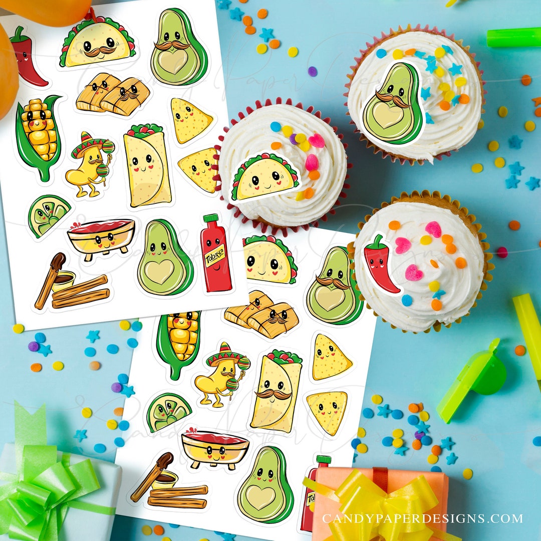 Cinco De Mayo Edible Cupcake Toppers, Mexican Food Theme, 28 Precut ...