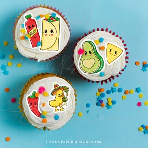 Cinco De Mayo Edible Topper, Mexican Food Edible Topper, 28 Precut ...
