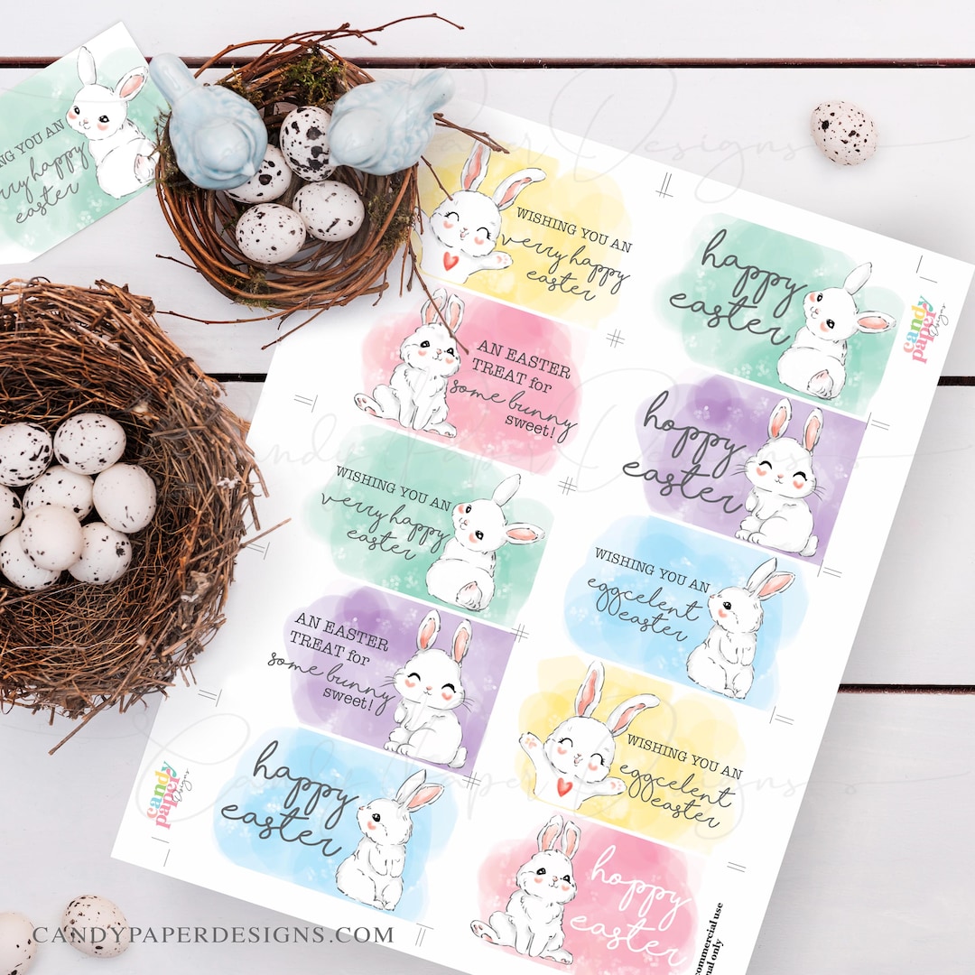 Printable Easter Bunny Gift Tags, Digital Download Printable, Printable ...