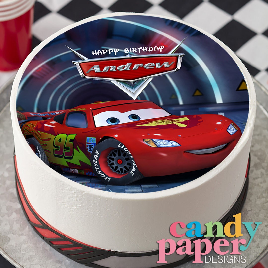 Cars Lightning Mcqueen Edible Topper, Mcqueen Edible Cake Topper ...