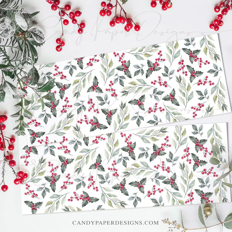 Christmas Holly & Berries Edible Cake Wrap, Holiday Cake Topper - Etsy