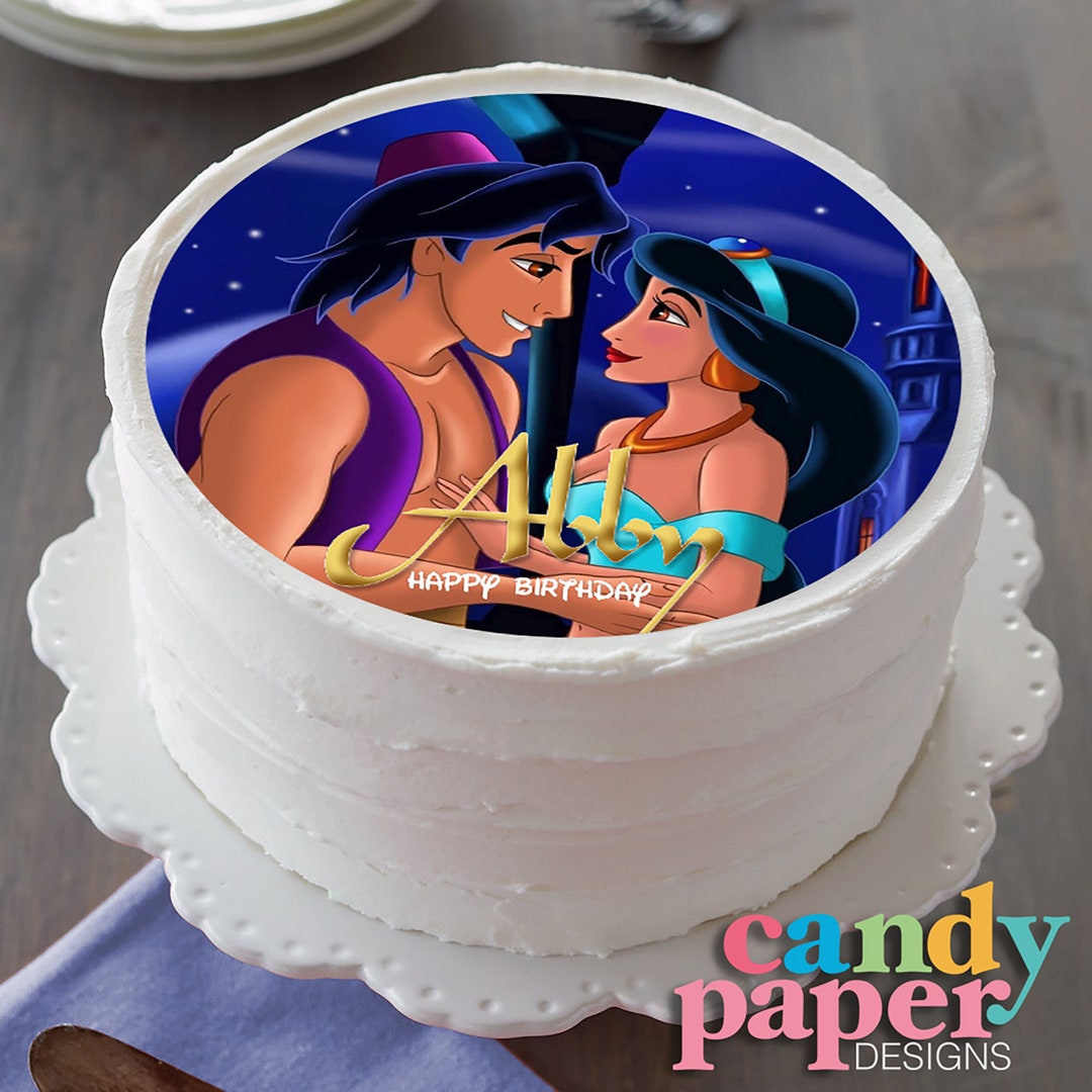 Aladdin and Jasmine Edible Topper, Edible Cake Topper, Edible Image ...