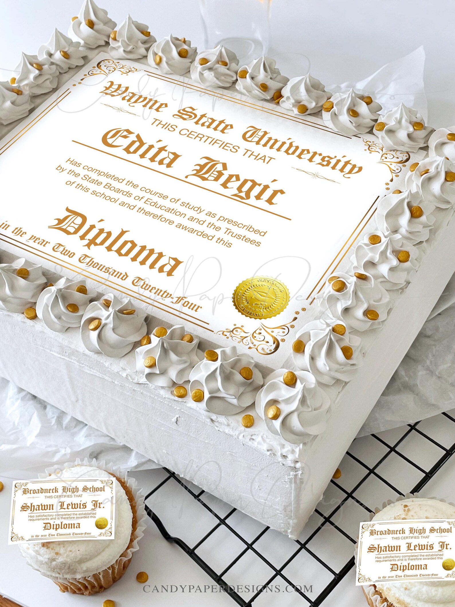 21 Custom Graduation Diplomas Edible Cupcake or Dessert Toppers, High ...
