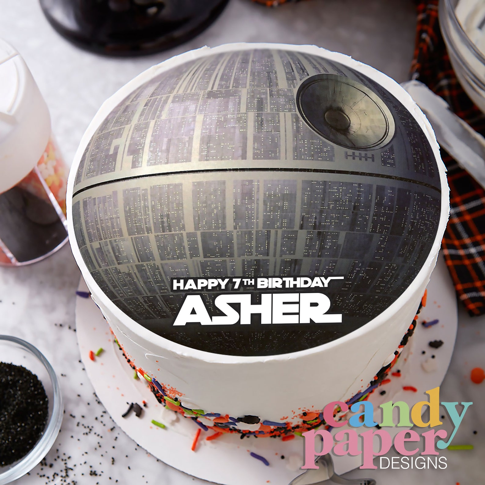 Death Star Edible Cake Topper, Star Wars Edible Cake Topper, Edible ...