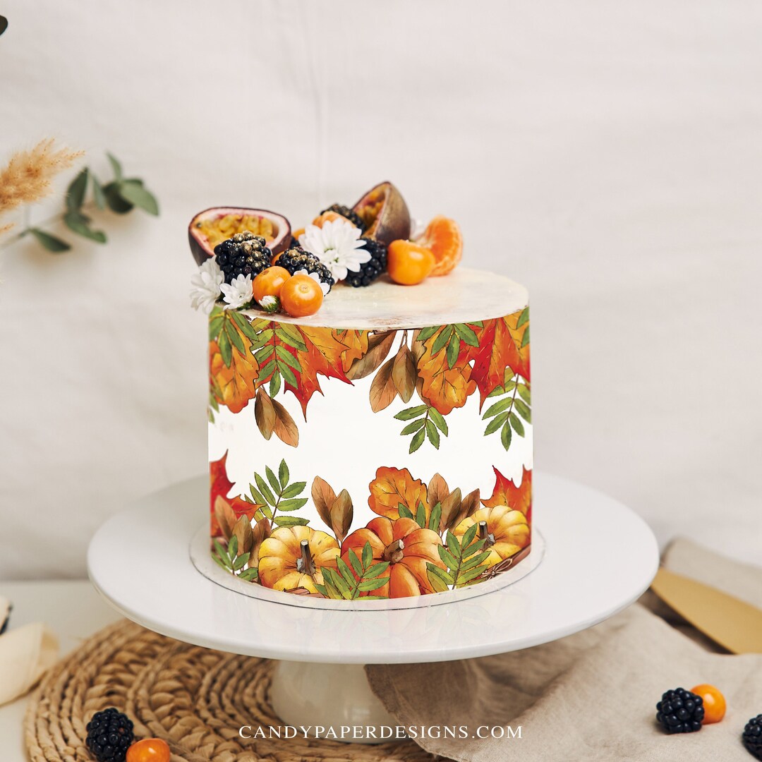 Autumn Leaves Edible Cake Wrap Fall Leaves Edible Cake - Etsy