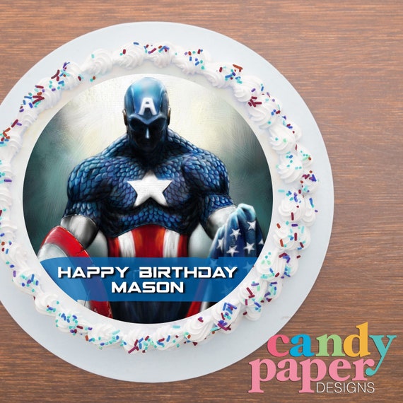Captain America Edible Cake Topper Edible Cake Topper Edible - Etsy