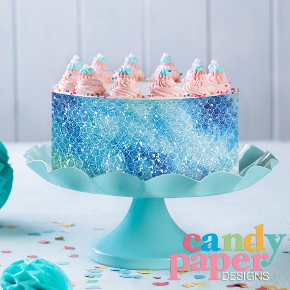 Mermaid Scales Edible Cake Wrap Edible Cake Topper Edible | Etsy
