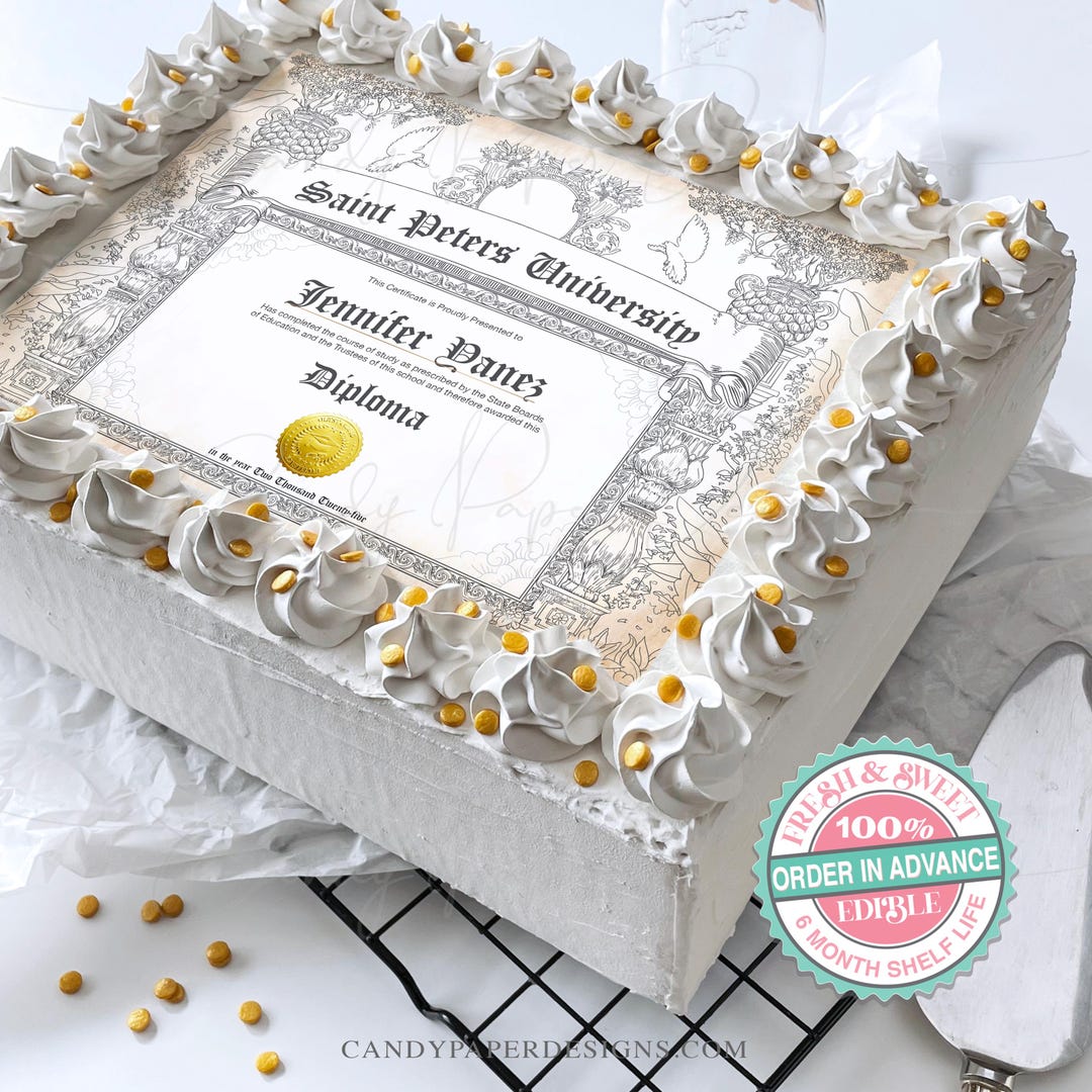 Custom Graduation Diploma Edible Cake Topper, High School or College - Etsy