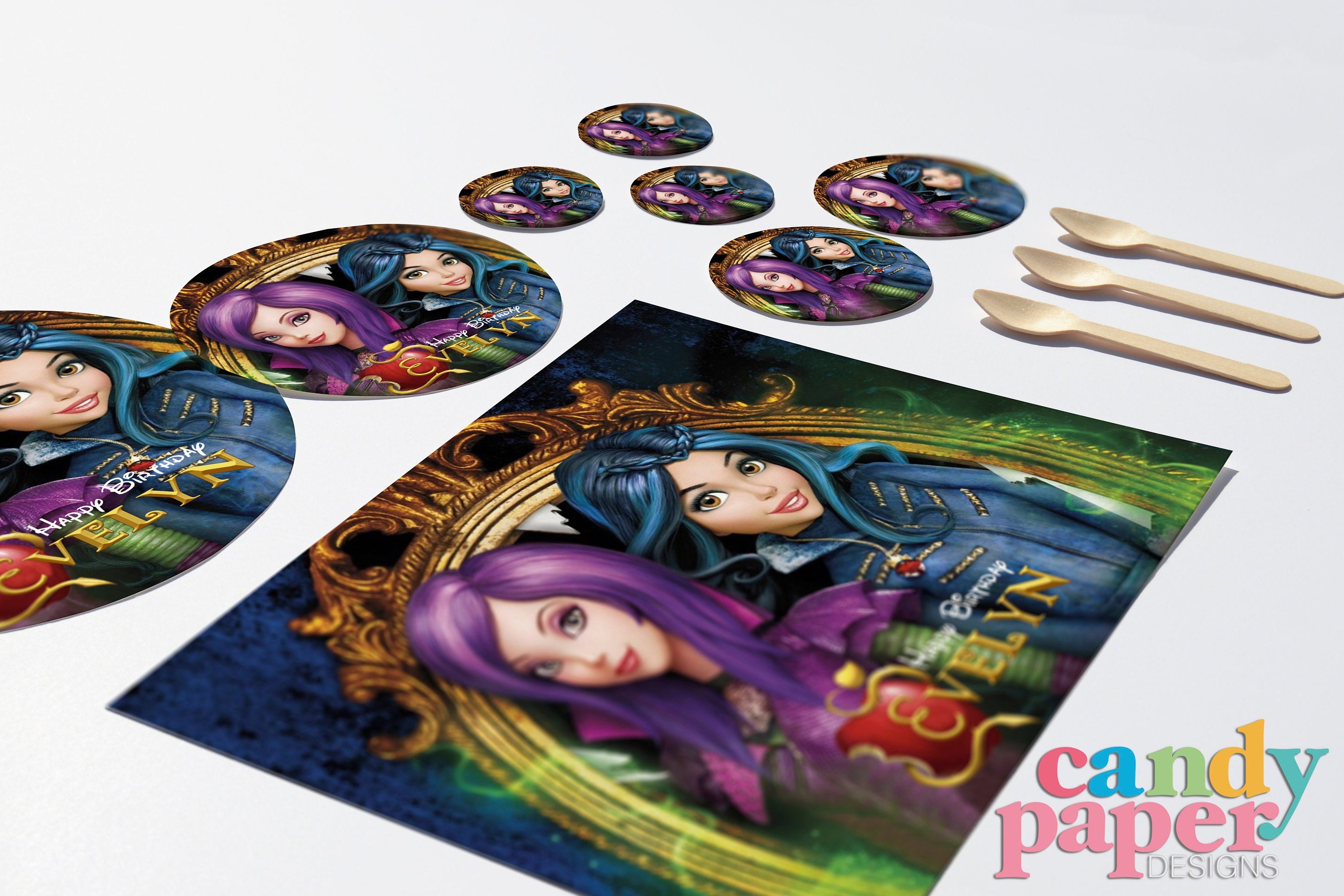 Descendants Mal and Evie Edible Topper, Descendants Edible Cake Topper ...
