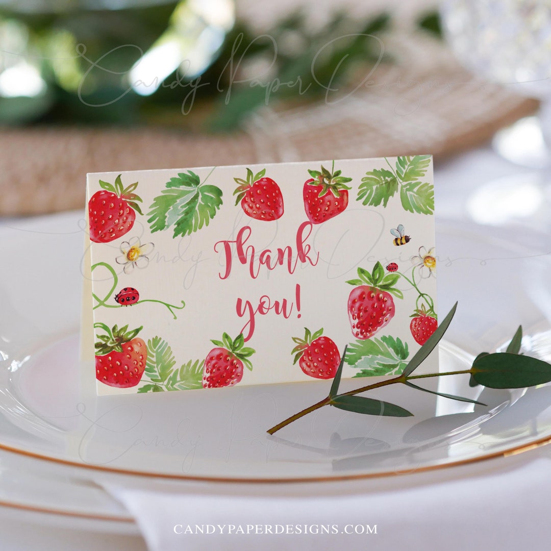 Strawberry Party Food Labels, Printable Birthday Tags (digital Download ...