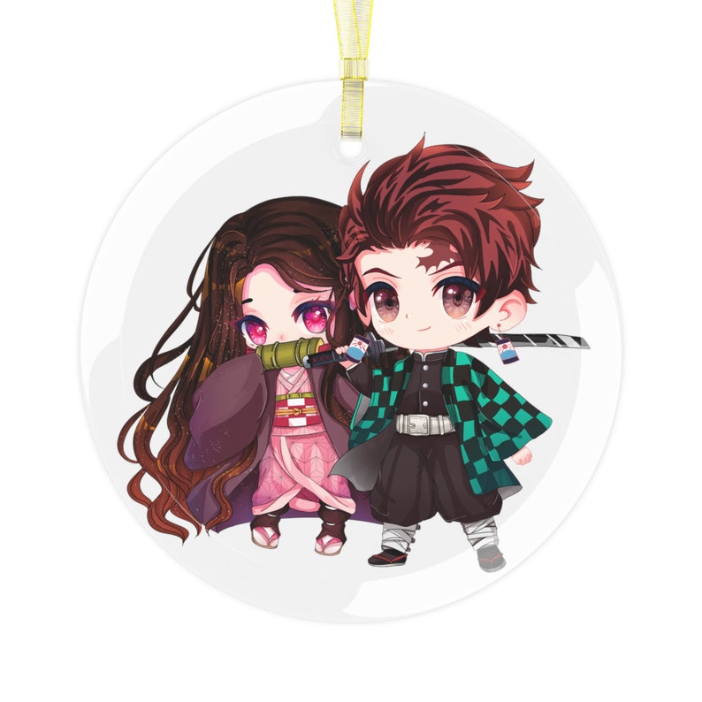 Chibi Demon Boy Demon Girl Glass Ornament Xmas Anime - Etsy