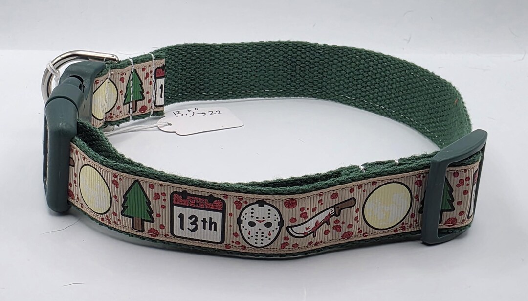 Friday the 13th Jason Inspired Dog Collar 13.5" - 22" Adjustable Green ...