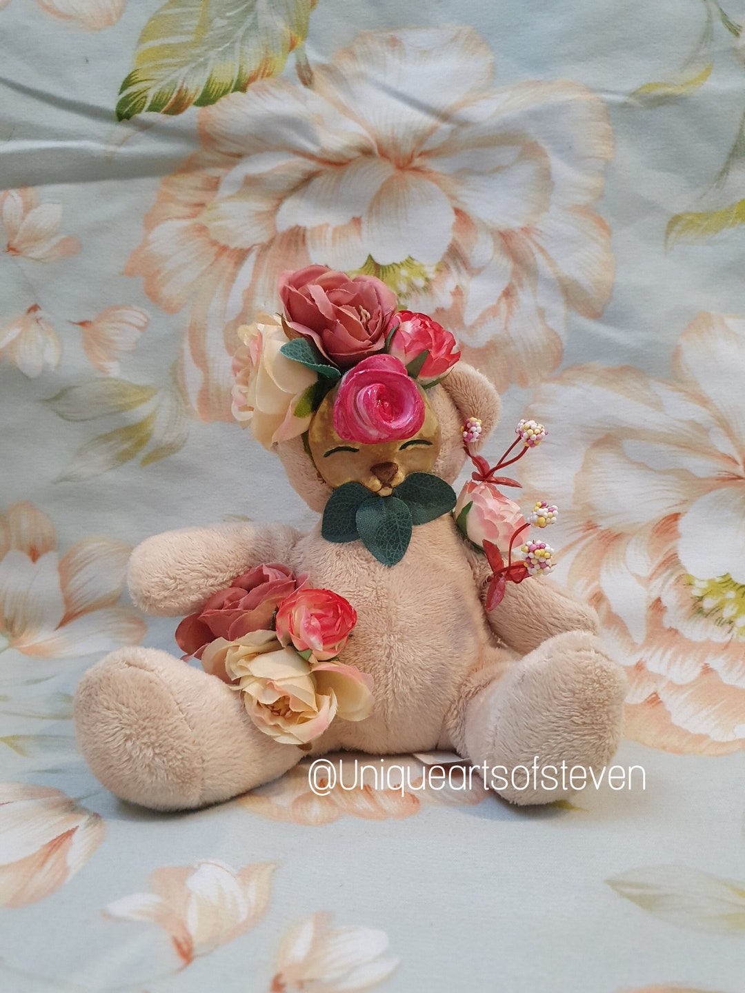 Cute Bouquet of Flowers Plushie; Upcycled Spring Themed Clay Face ...