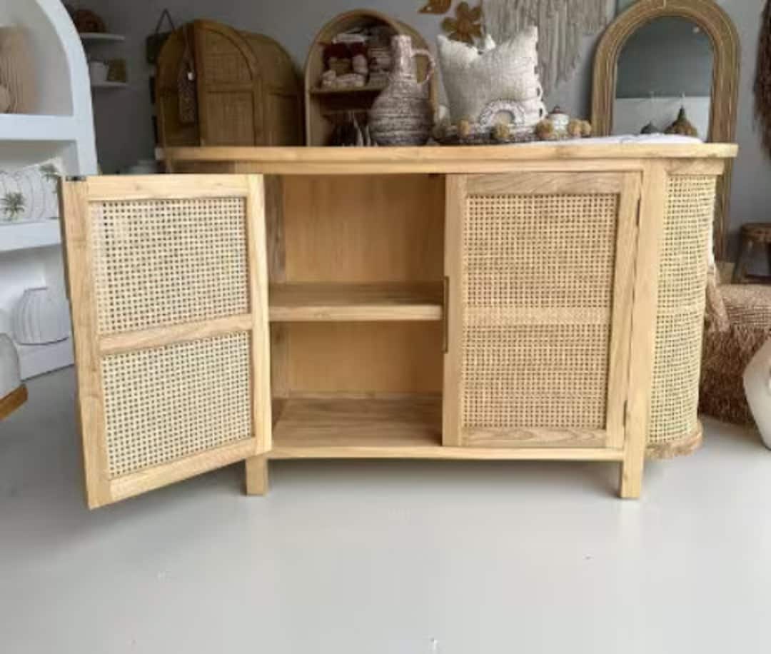 Modern Rattan Sideboard, Wooden Cabinet, Sustainable Wood Rattan ...