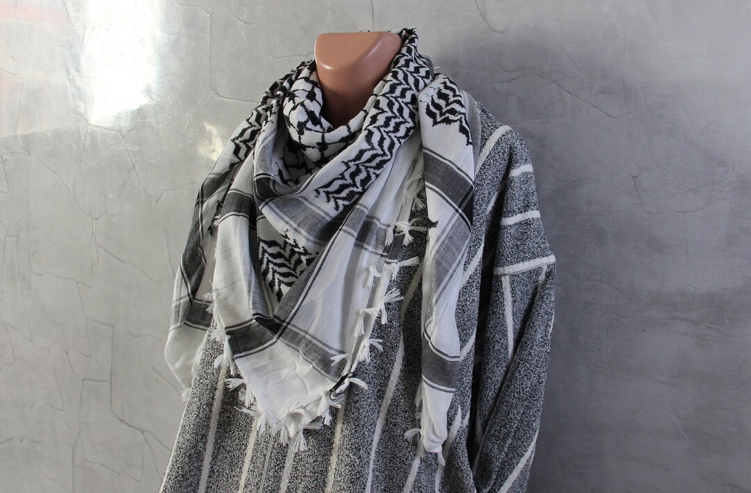Unisex Kufiya Cotton Scarf, Keffiyeh Scarf, Kuffiah Shemagh With ...