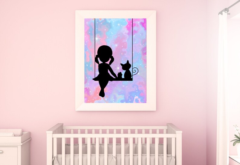 Cosmic Space Cat Print Watercolor Night Sky Poster - Etsy
