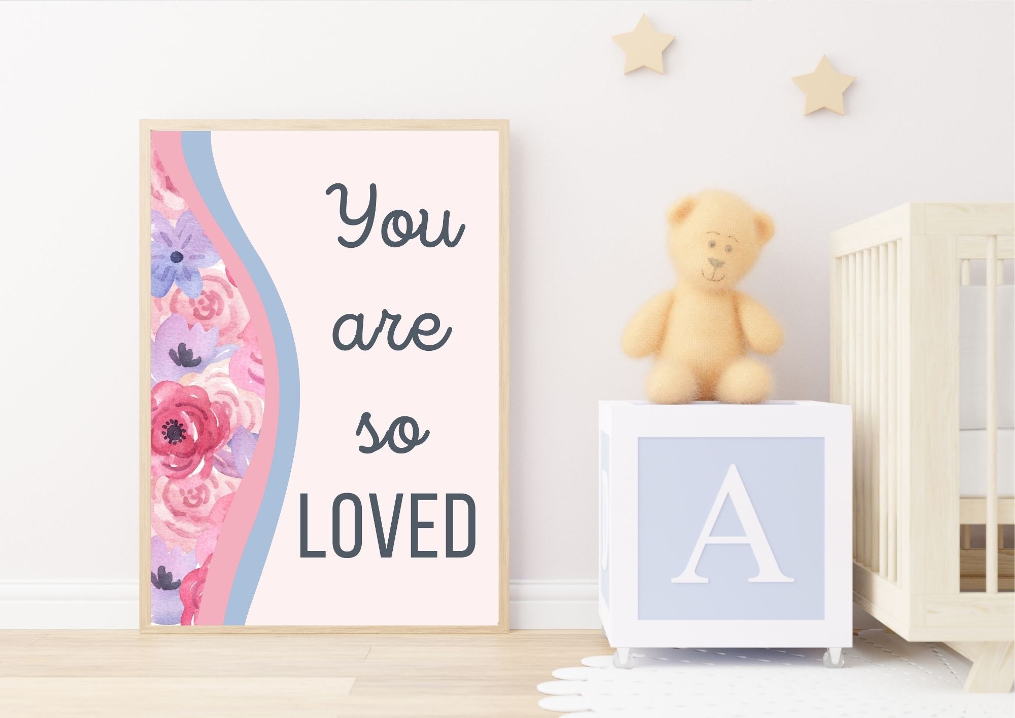 You Are so Loved Floral Nursery Baby Girl Room Decor Pink Blush ...