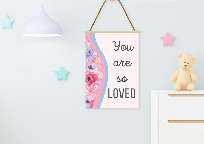 You Are so Loved Floral Nursery Baby Girl Room Decor Pink Blush ...
