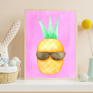 Pineapple Print | Summer Poster | Tropical Nursery Art | Watercolor ...
