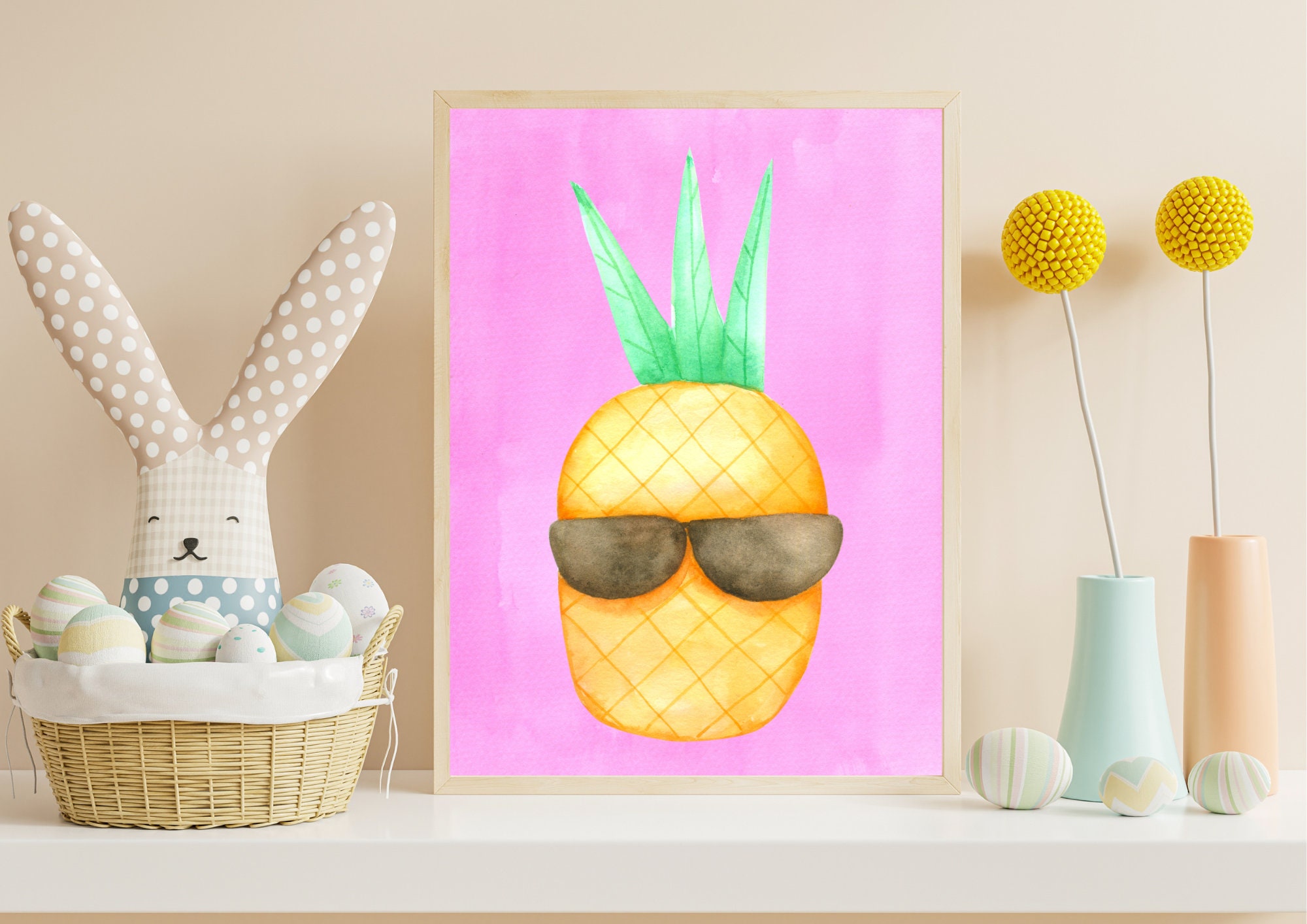 Pineapple Print | Summer Poster | Tropical Nursery Art | Watercolor ...