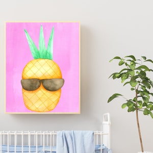 Pineapple Print | Summer Poster | Tropical Nursery Art | Watercolor ...
