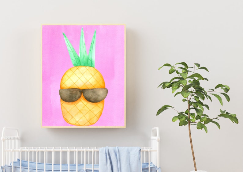 Pineapple Print | Summer Poster | Tropical Nursery Art | Watercolor ...