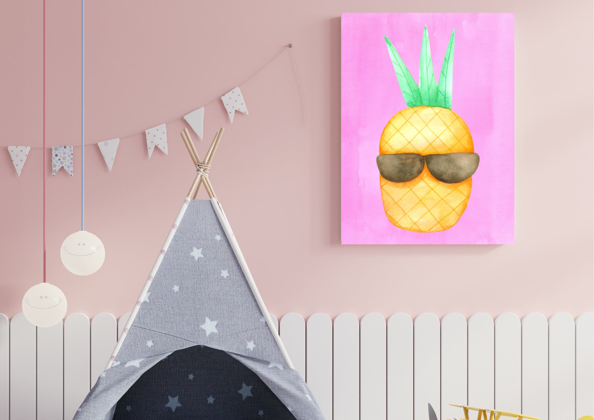 Pineapple Print | Summer Poster | Tropical Nursery Art | Watercolor ...