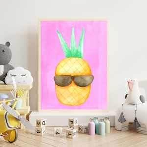 Pineapple Print | Summer Poster | Tropical Nursery Art | Watercolor ...
