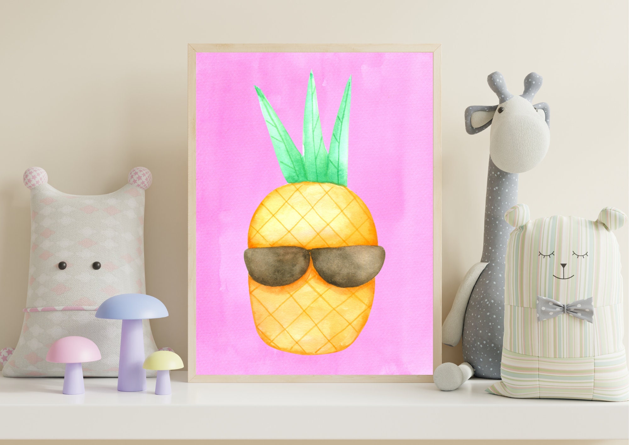 Pineapple Print | Summer Poster | Tropical Nursery Art | Watercolor ...
