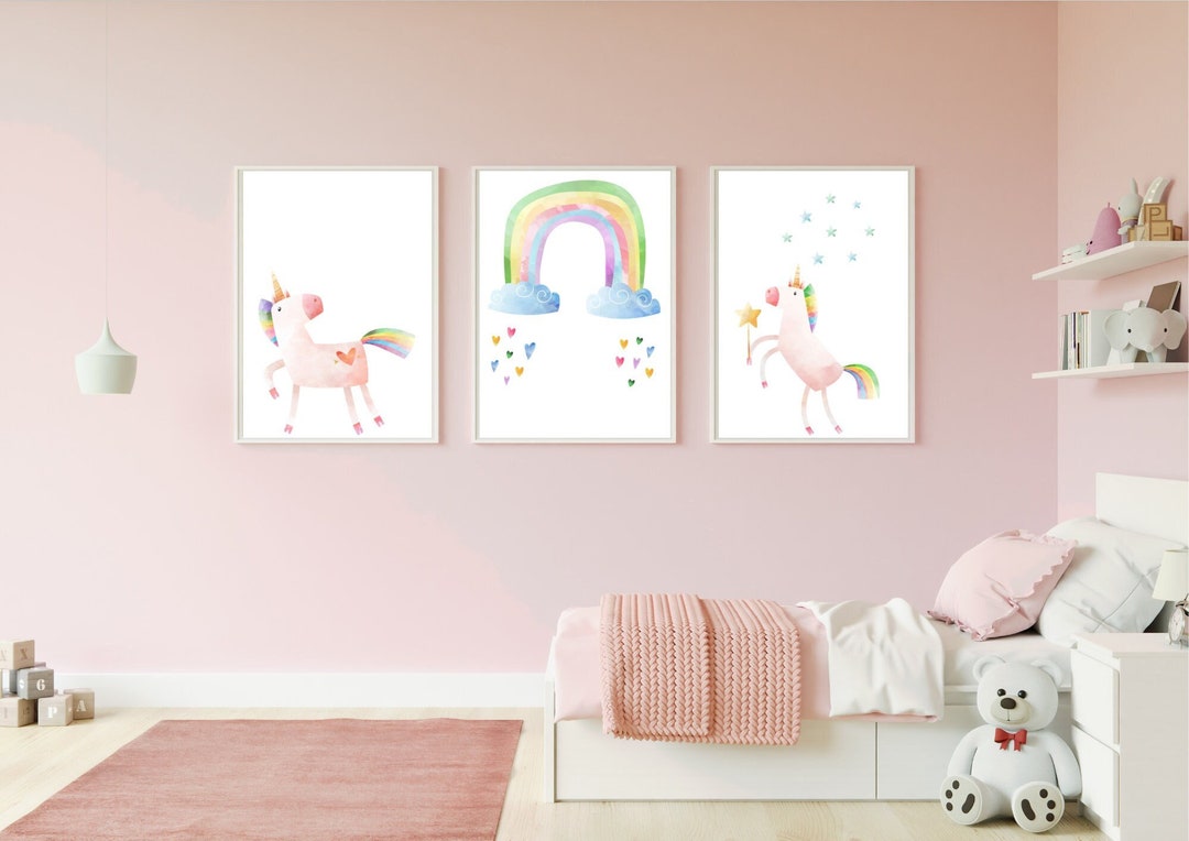 Rainbow Unicorn Printable Wall Art | Digital Watercolor Unicorn Poster ...