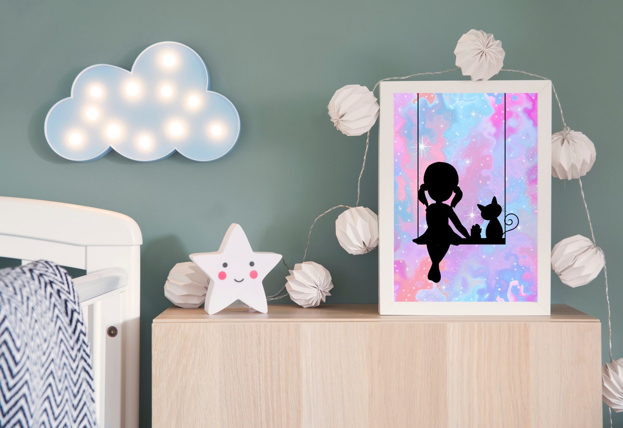 Cosmic Space Cat Print Watercolor Night Sky Poster - Etsy