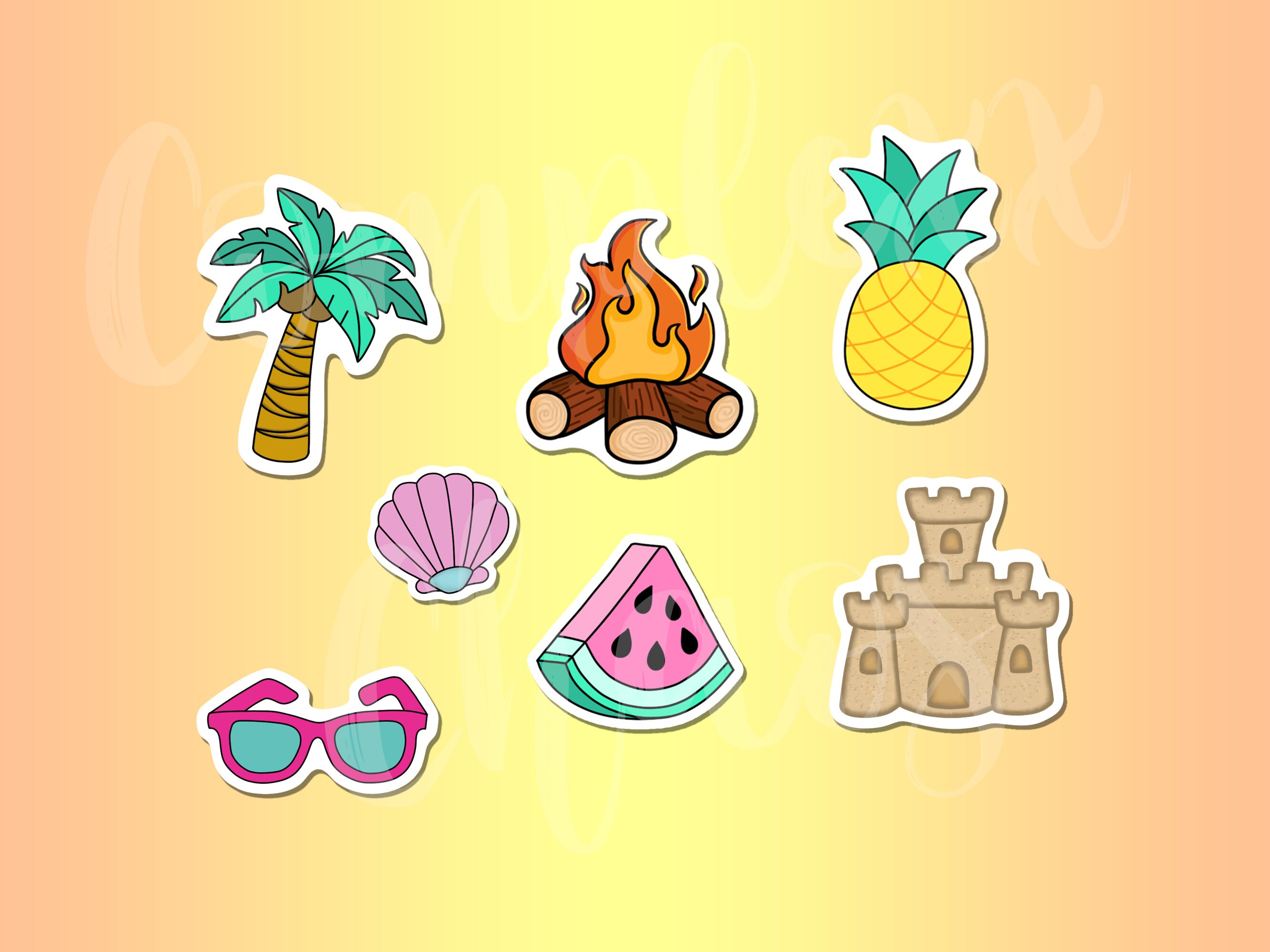 Summer Digital Printable Stickers - Digital Download PNG - Watermelon ...