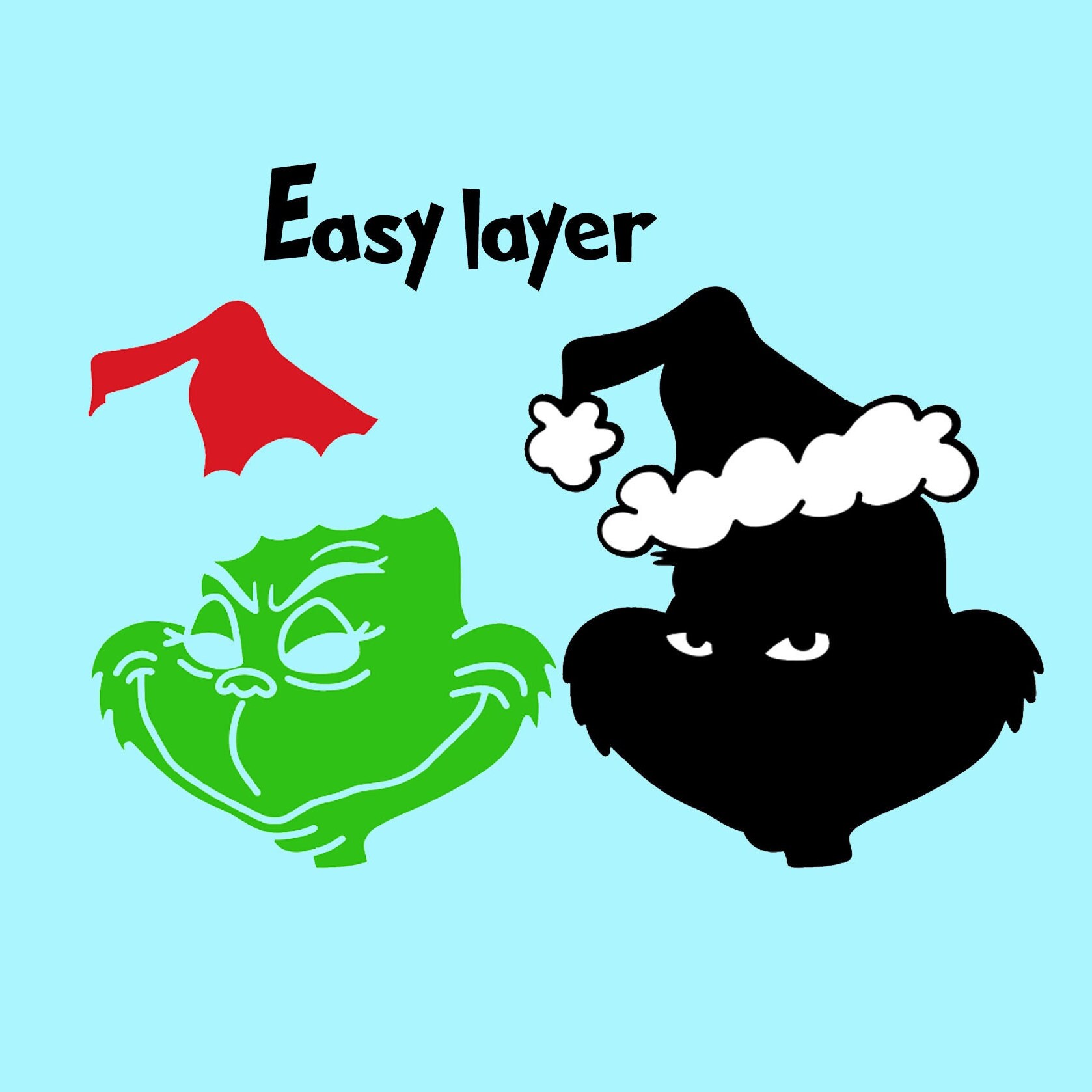 The Grinch Easy Layer SVG & PNG Digital Files - Santa Hat - - Etsy
