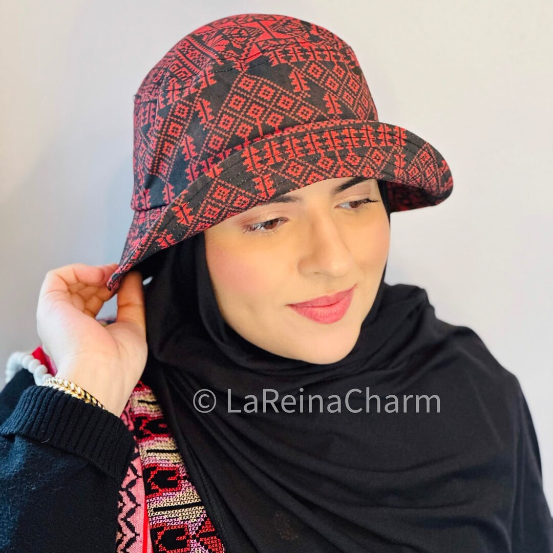 Palestine Road of Stars | Red/black | Bucket Hat Hijab | Free Palestine ...
