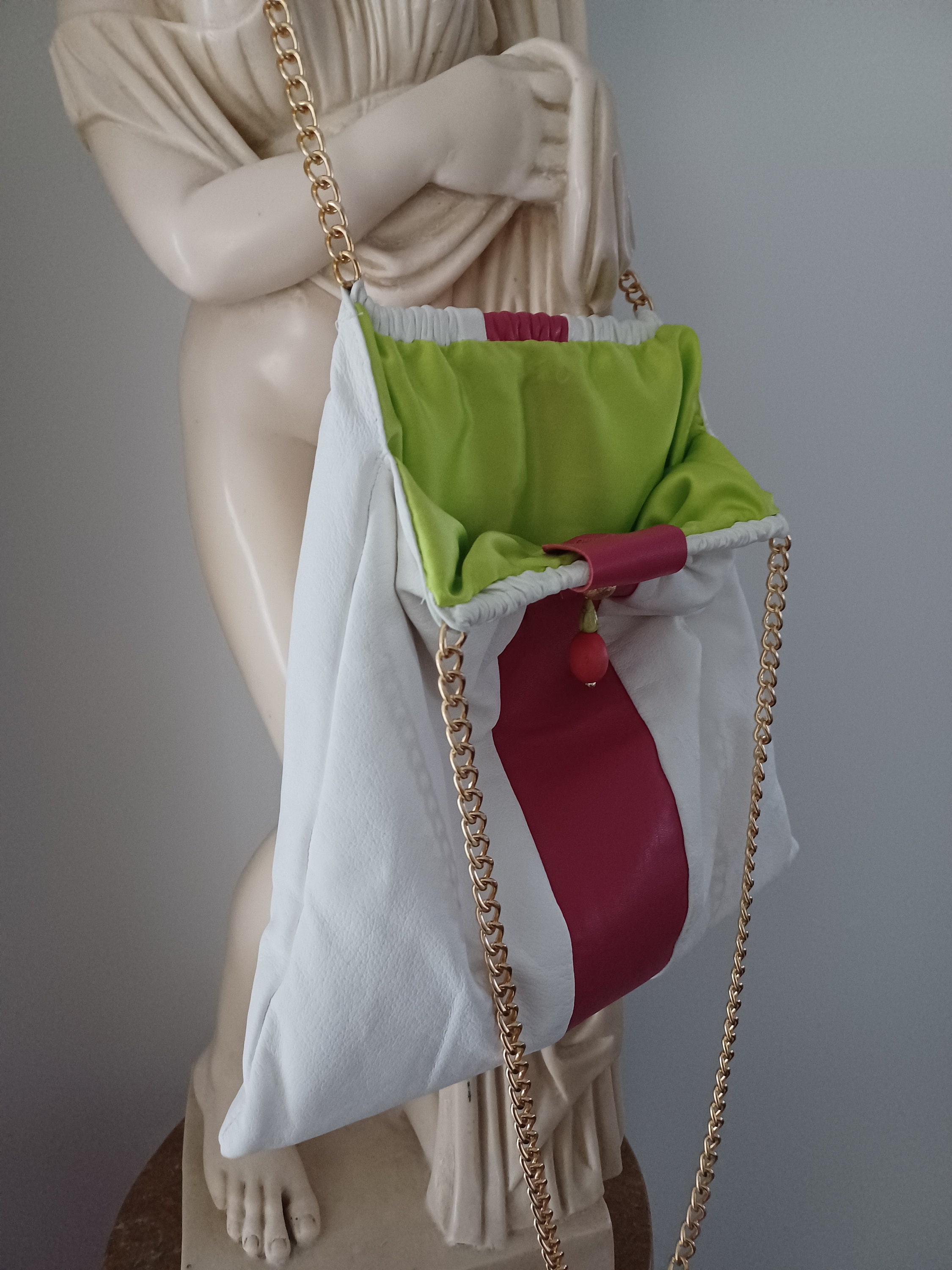 ADELE Haute Couture Luxury White and Pink Leather Designer - Etsy