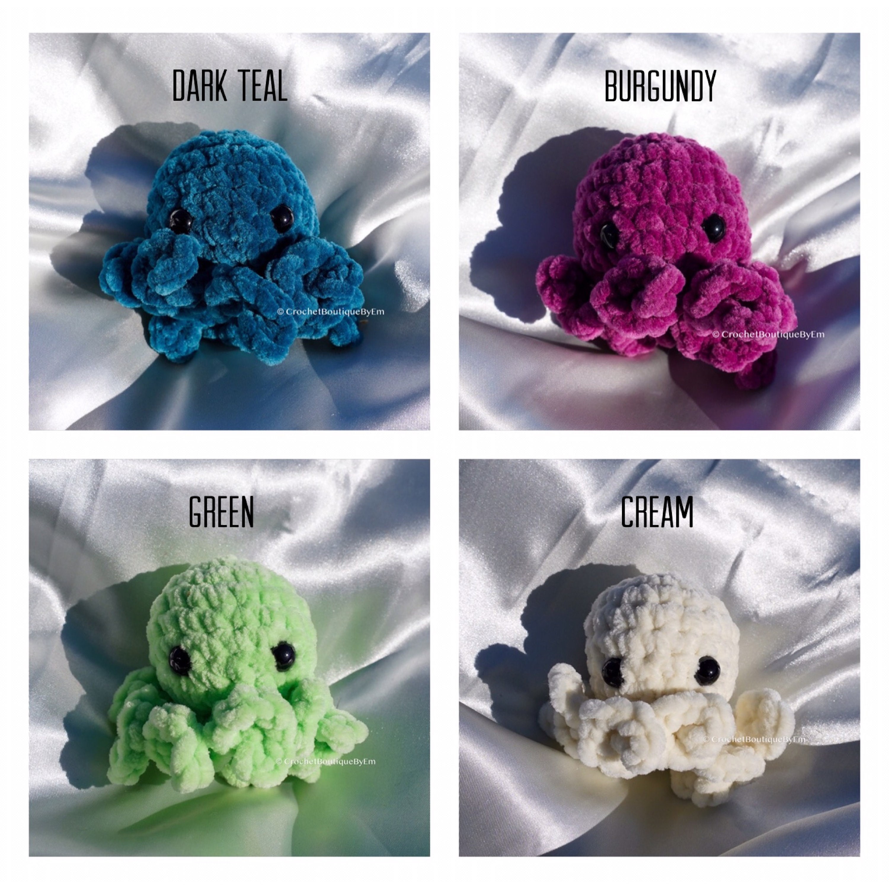 Velvet Fluffy Mini Amigurumi Crochet Octopus Toy Plushie - Etsy