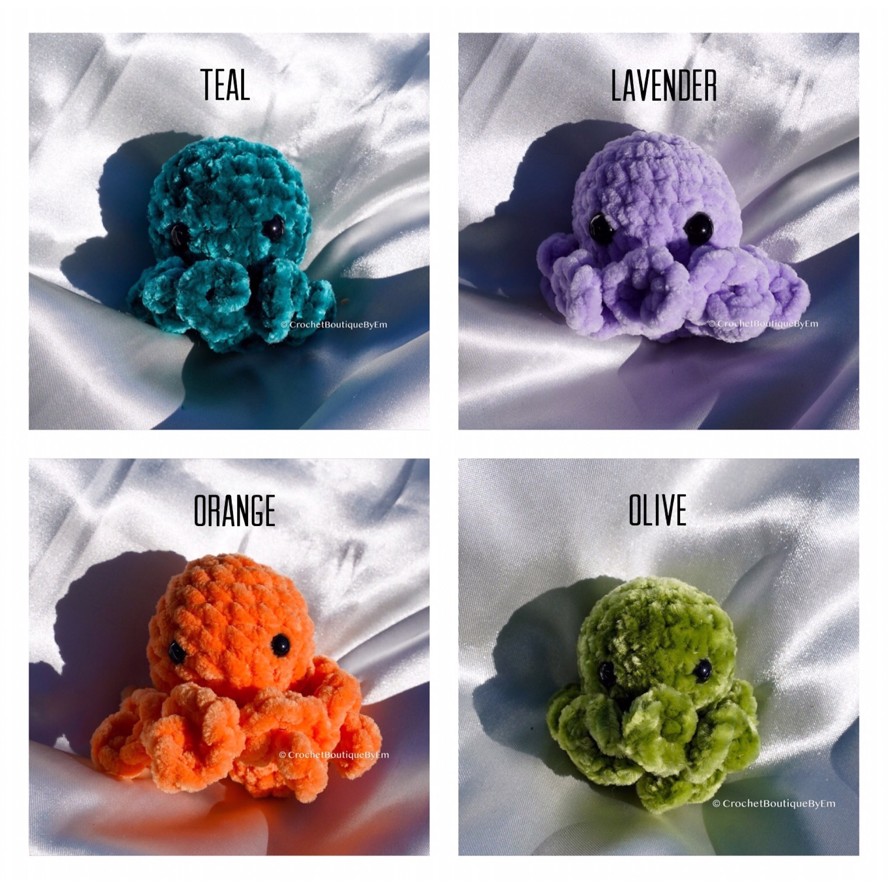 Velvet Fluffy Mini Amigurumi Crochet Octopus Toy Plushie - Etsy