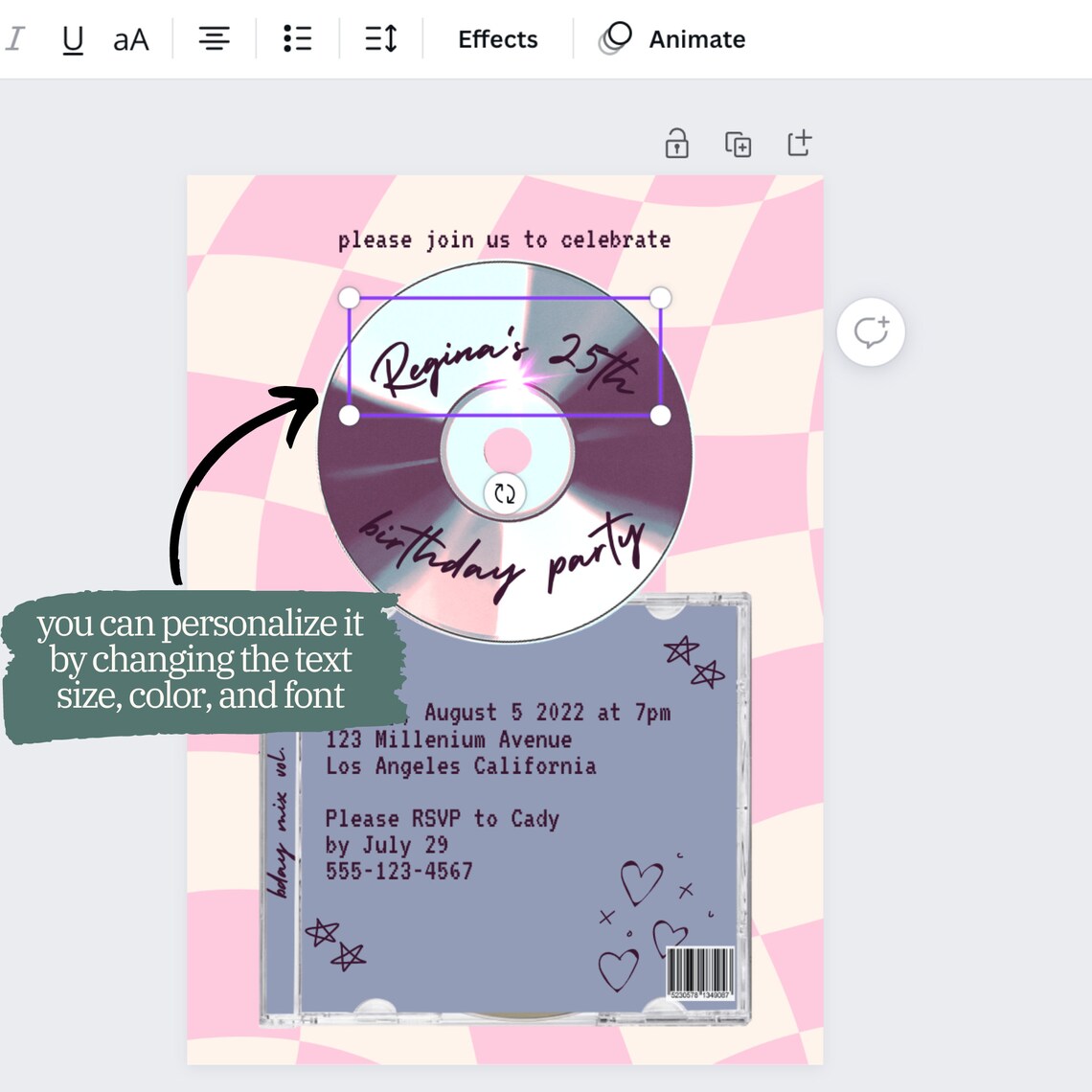 Y2K CD Case Birthday Invitation, Retro Birthday Invite, Editable ...
