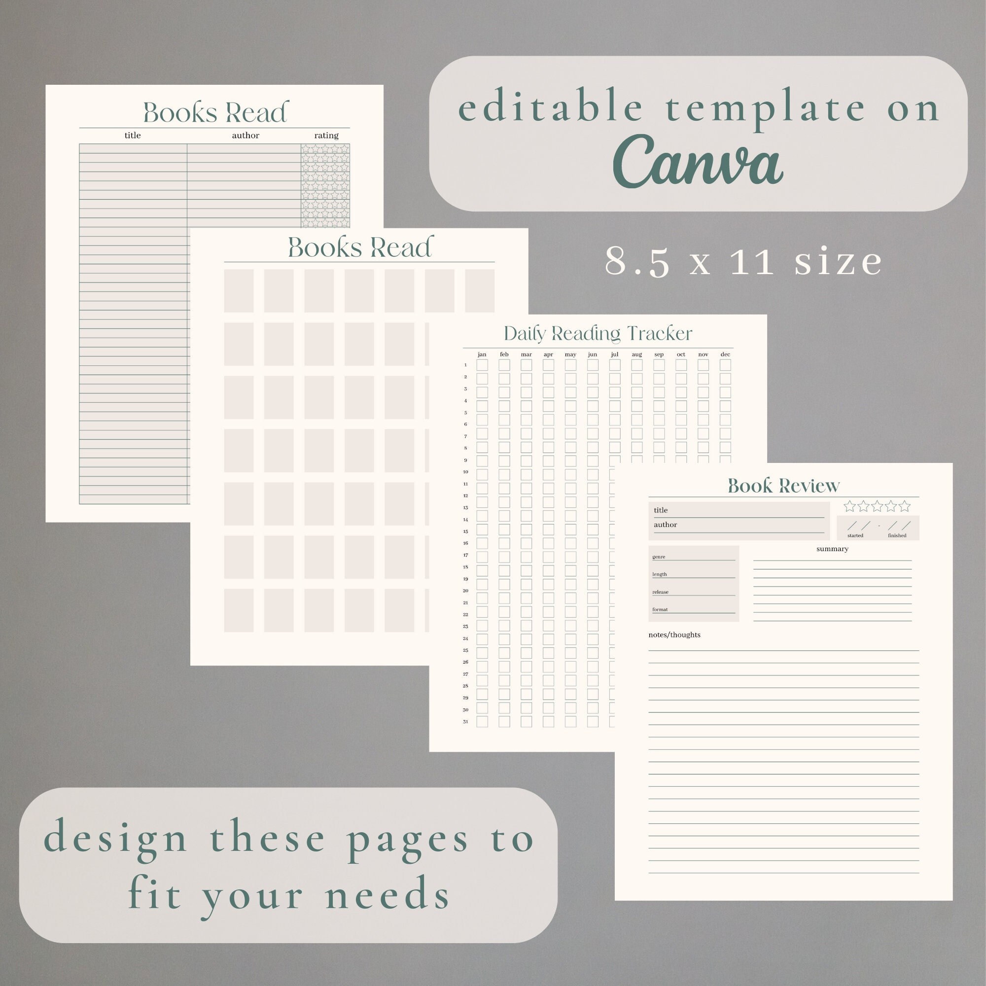 Reading Journal Template Pages for Digital Reading Journal - Etsy