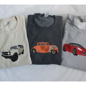 Custom Car Embroidered Sweatshirt, Car Lover Gift - Etsy